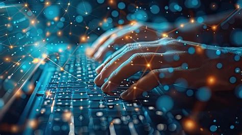 Premium Photo The Programmers Hands Are On The Laptop Keyboard With The Highlighted Binary Code