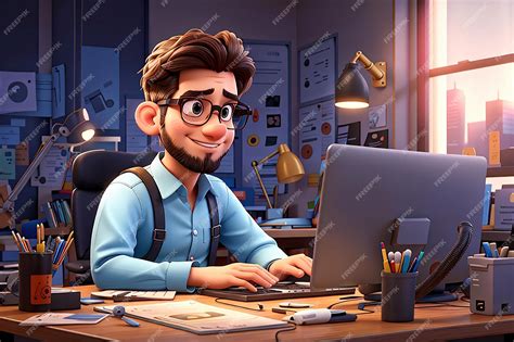 Premium Ai Image A Animated Engineer Working On A Computer In Office Engineering Architecture