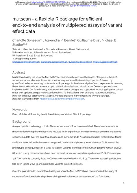 Pdf Mutscan A Flexible R Package For Efficient End To End Analysis