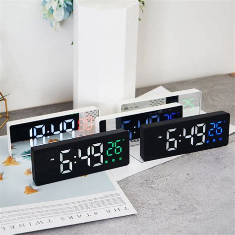 Mirror Clock Multi Function Silent Led Electronic Vicedeal