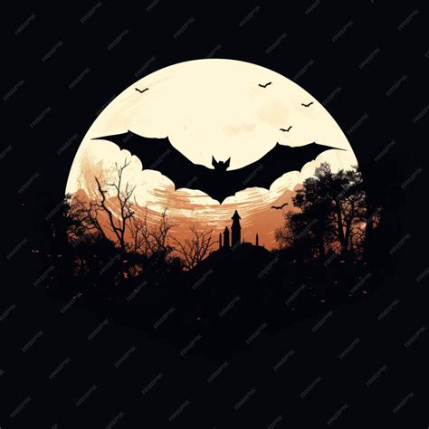 Silhueta De Um Morcego Contra A Lua Bela Imagem Ai Gerado Arte Foto Premium
