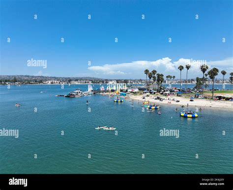 Aerial View Of Mission Bay Water Sports Zone In San Diego Famous