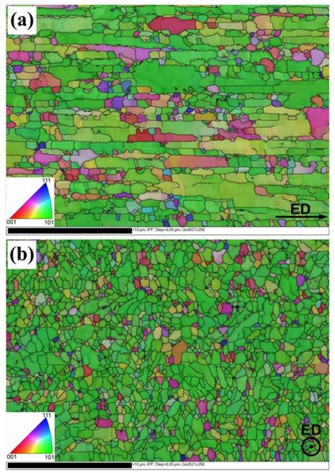 Ipf Maps Obtained By Ebsd On The As Received Samples A L B T Download Scientific Diagram