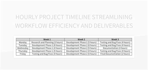 Hourly Project Timeline Streamlining Workflow Efficiency And Deliverables Excel Template And