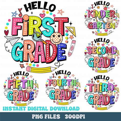 Hello First Grade Png Hello School Bundle Png Back To School Bundle
