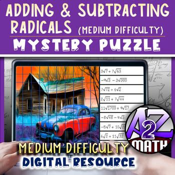 Adding And Subtracting Radicals Activity Digital Pixel Art Mystery Puzzle