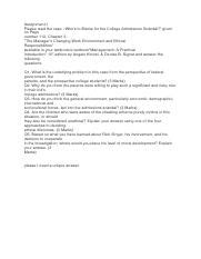 Assignment Docx Assignment I Please Read The Case Who S To Blame For The College Admissions