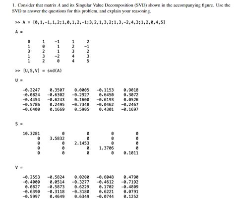 solved 1 consider that matrix a and its singular value