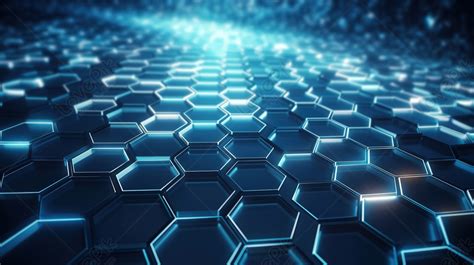 육각형 패턴과 조명 광선 3d 렌더링을 갖춘 미래 지향적인 파란색 표면 비추다 배경 연결 배경 패턴 배경 이미지 Hd