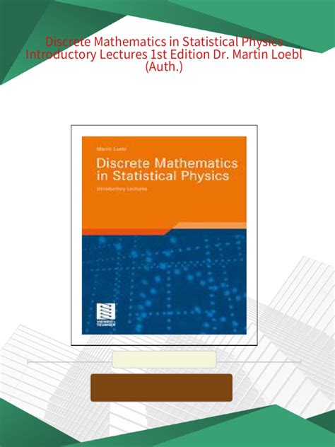 Discrete Mathematics In Statistical Physics Introductory Lectures 1st