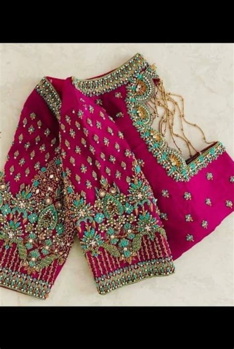Rani Pink Blue Maggam Work Aari Work Handmade Blouse Aari Etsy