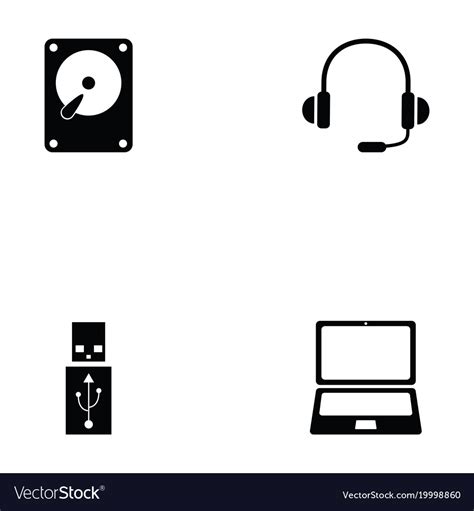 Computer Hardware Icon Set Royalty Free Vector Image