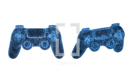 Gamepad With Blue Lines Structure 3d Rendering — Photo — Lightstock
