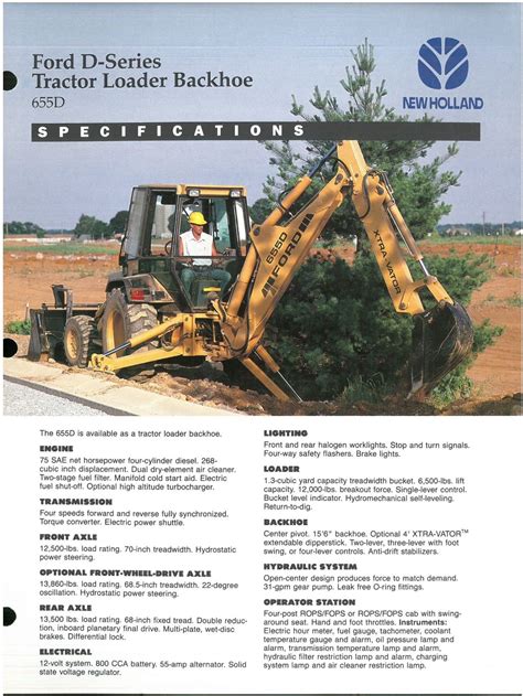 Ford New Holland Tractor Loader Backhoes 655d Brochure