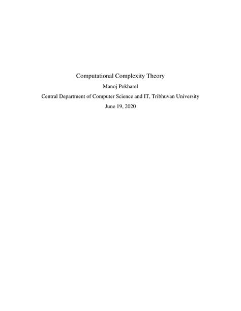 Pdf Computational Complexity Theorypnpnp Complete And Np Hard