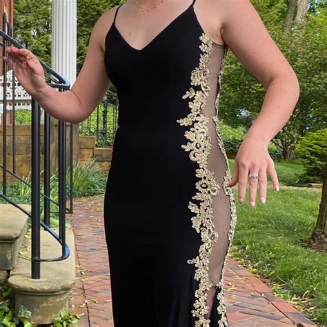 B Darlin Dresses Macys Black And Gold Embellished Prom Dress Poshmark