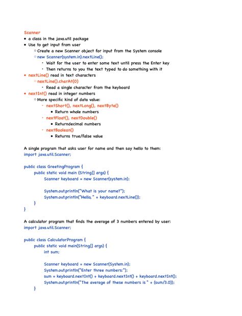 14 Getting User Input Scanner A Class In The Java Package• Use To