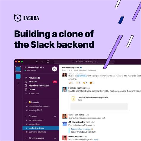 hasura on linkedin build a backend of a basic slack clone and set up