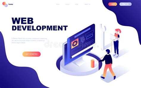Modern Flat Design Isometric Concept Of Web Development Decorated