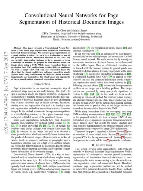 Convolutional Neural Networks For Page Segmentation Of Historical