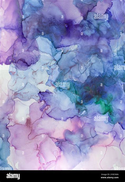 Vibrant Abstract Watercolor Design Featuring Swirling Shapes And Colors In Shades Of Purple