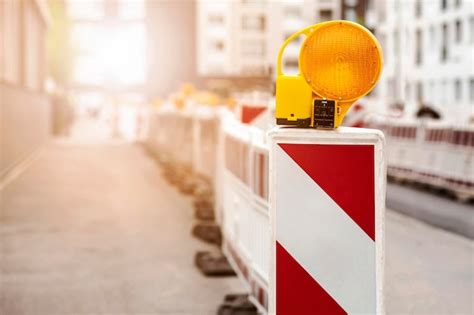 Premium Photo Road Light Signal Barrier System Barriers Fence For Road Construction Site Road