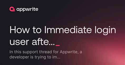 How To Immediate Login User After Password Is Reset Threads Appwrite