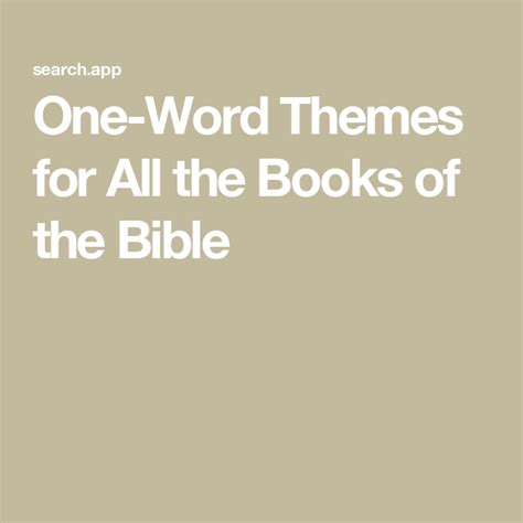Best 12 One Word Themes For All The Books Of The Bible Artofit