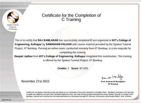 Raj Kamlakar On Linkedin The C Programming Training Certificate Recognizes The Successful