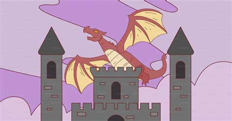 드래곤이 날아다니는 성 벡터 Unsplash의 신화 속의 생물 이미지