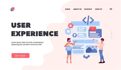 Premium Vector User Experience Landing Page Template Ui Ux Designer Characters Working On
