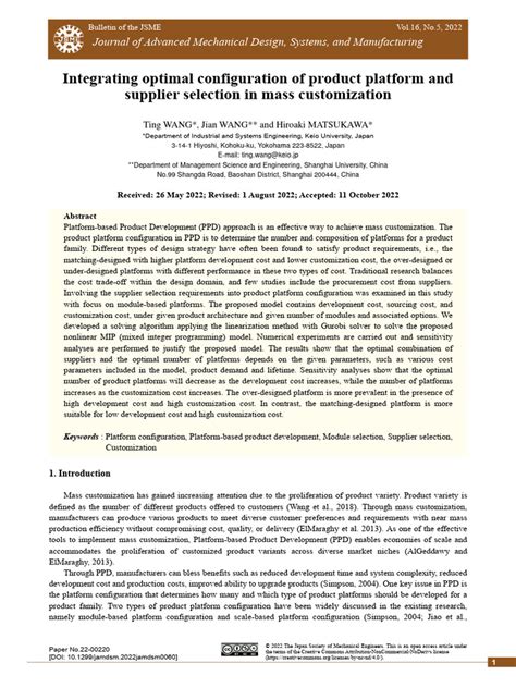Integrating Optimal Configuration Of Product Platf Pdf