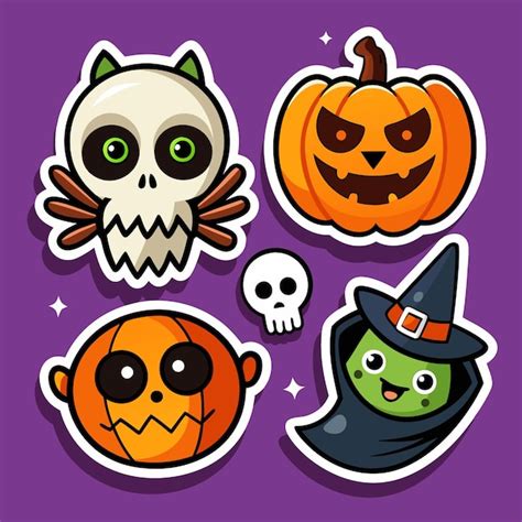 Premium Vector Cute Halloween Cartoon Stickers