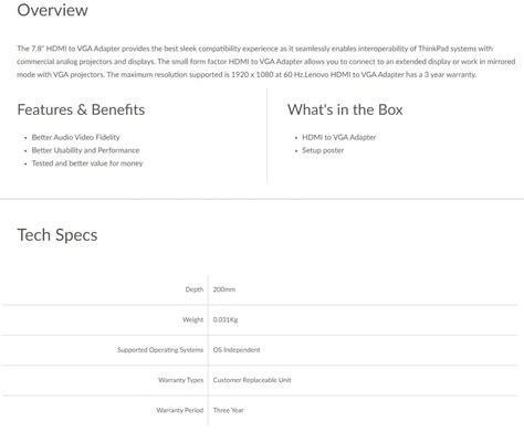 Lenovo HDMI To VGA Monitor Adapter