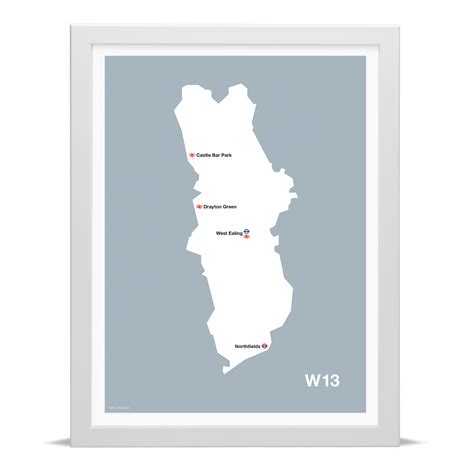 W13 Postcode Map Giclée Art Print London Art Prints