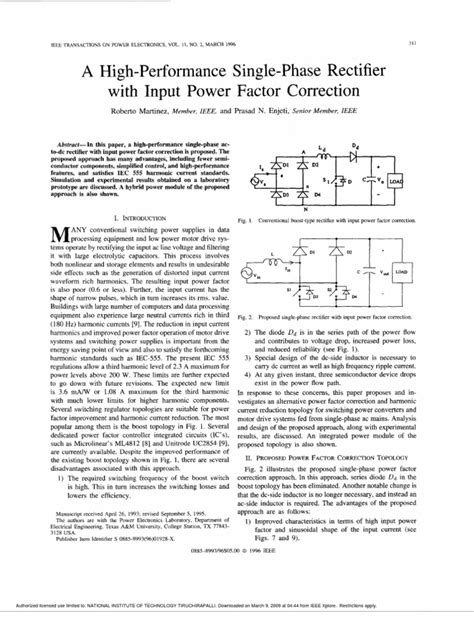 a high performance single phase rectifier rectifier power electronics