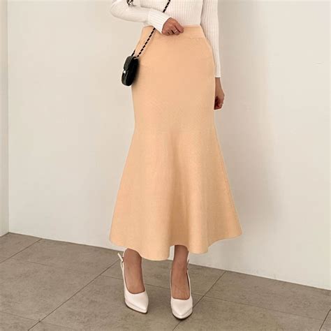 제이앤썸 여친룩핏보장 머메이드 롱 스커트 밴딩 키작녀 인어 치마 봄신상 흰치마 3color