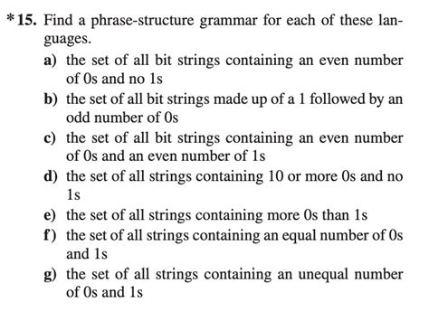 solved 15 find a phrase structure grammar for each of