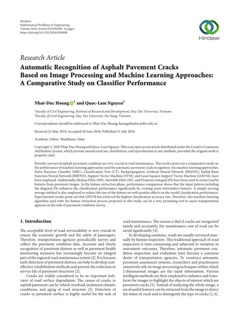 Pdf Automatic Recognition Of Asphalt Pavement Cracks Based On Image