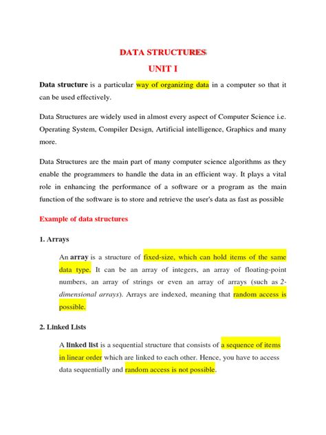 Data Structures Full Notes Pdf Queue Abstract Data Type Algorithms