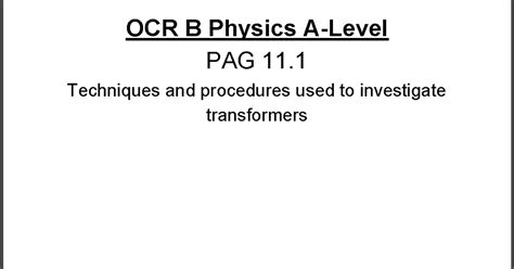 Practical Notes Practical Skill OCR B Physics A Level PMT Education