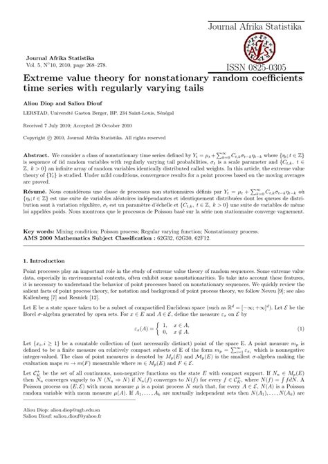 Pdf Extreme Value Theory For Nonstationary Random Coefficients Time