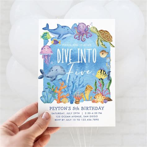 Dive Into Five Birthday Invitation Under The Sea Zazzle In 2024 Birthday Invitations Under