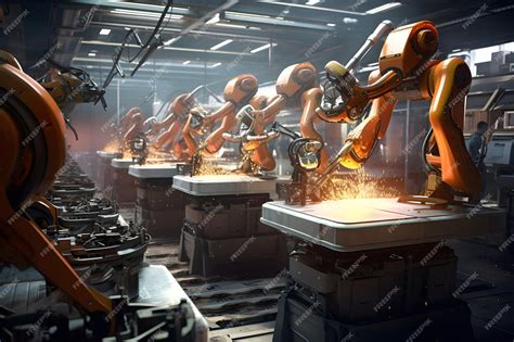 Cuttingedge Robotics A Glimpse Into The Future Of Automated Factories Premium Ai Generated Image