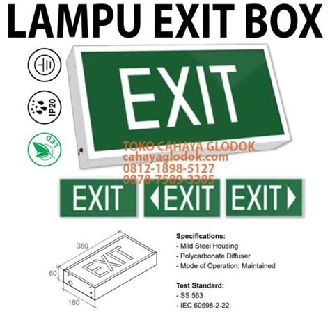 Jual Lampu EXIT BOX LED Kotak Single Side Cahaya Glodok