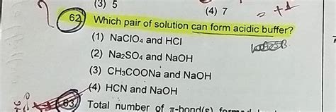 Which Pair Of Solution Can Form Acidic Buffer Filo