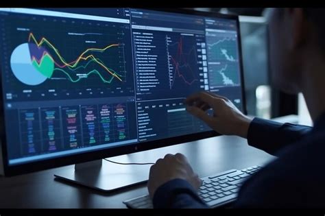 premium ai image a man is looking at a computer screen with a graph