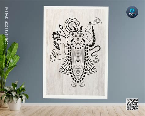Shrinathji Shrinathji Wall Art Indian God Laser Cutting Design Dxf Vector Cnc Instant Download