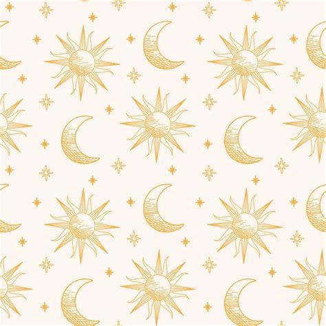 Hand Drawn Sun And Moon Pattern Free Vector
