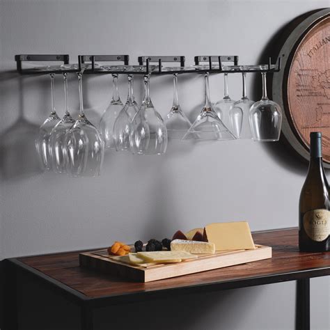 Rebrilliant Wellman Hanging Wine Glass Rack In Black And Reviews Wayfair